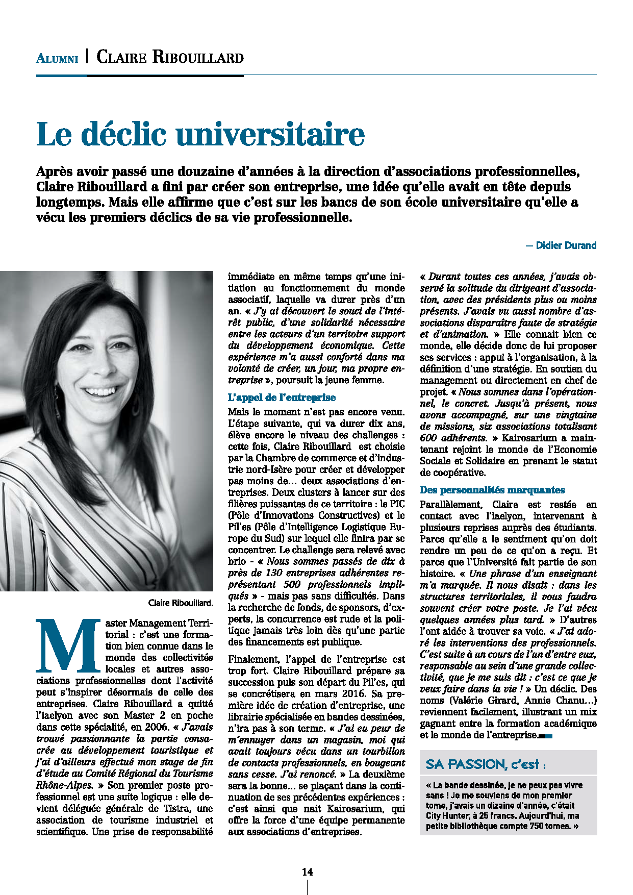 Interview dans le premier numéro de Connect' IAE Lyon - Assopreneur·e